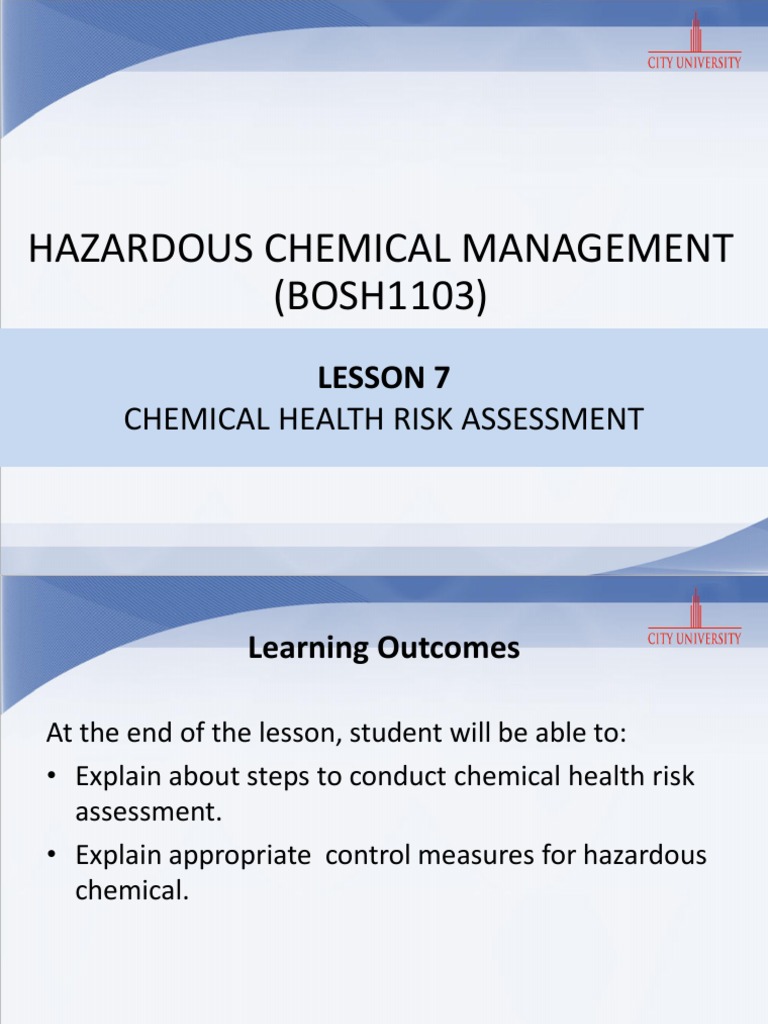 Bosh1103 - 7.0 Chemical Health Risk Assessment | PDF | Risk | Safety