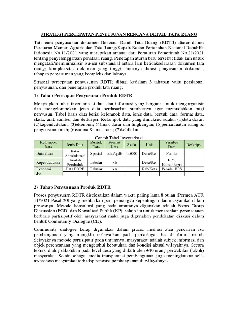 Strategi Penyusunan RDTR | PDF