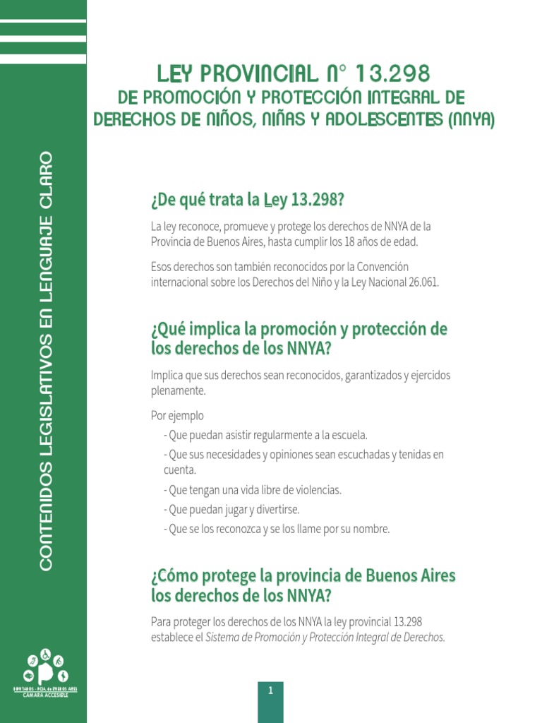 Ley Provincial 13298 | PDF | Derechos de los niños