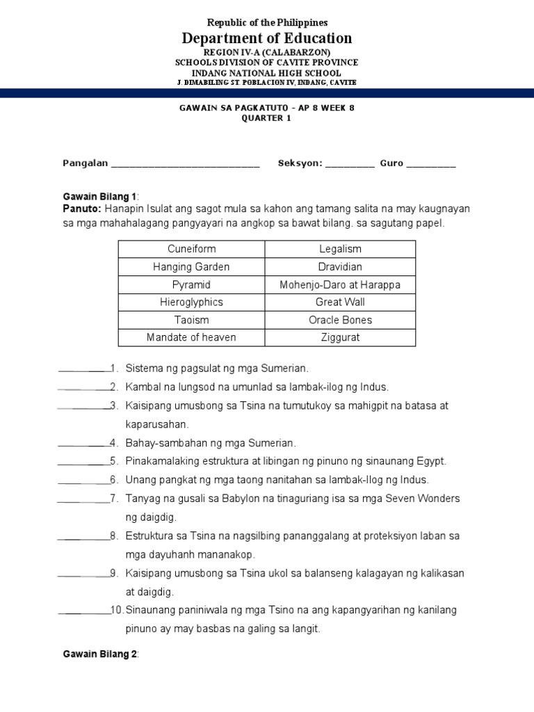 Week 8-Activity-Ap-8-Quarter-1 | PDF