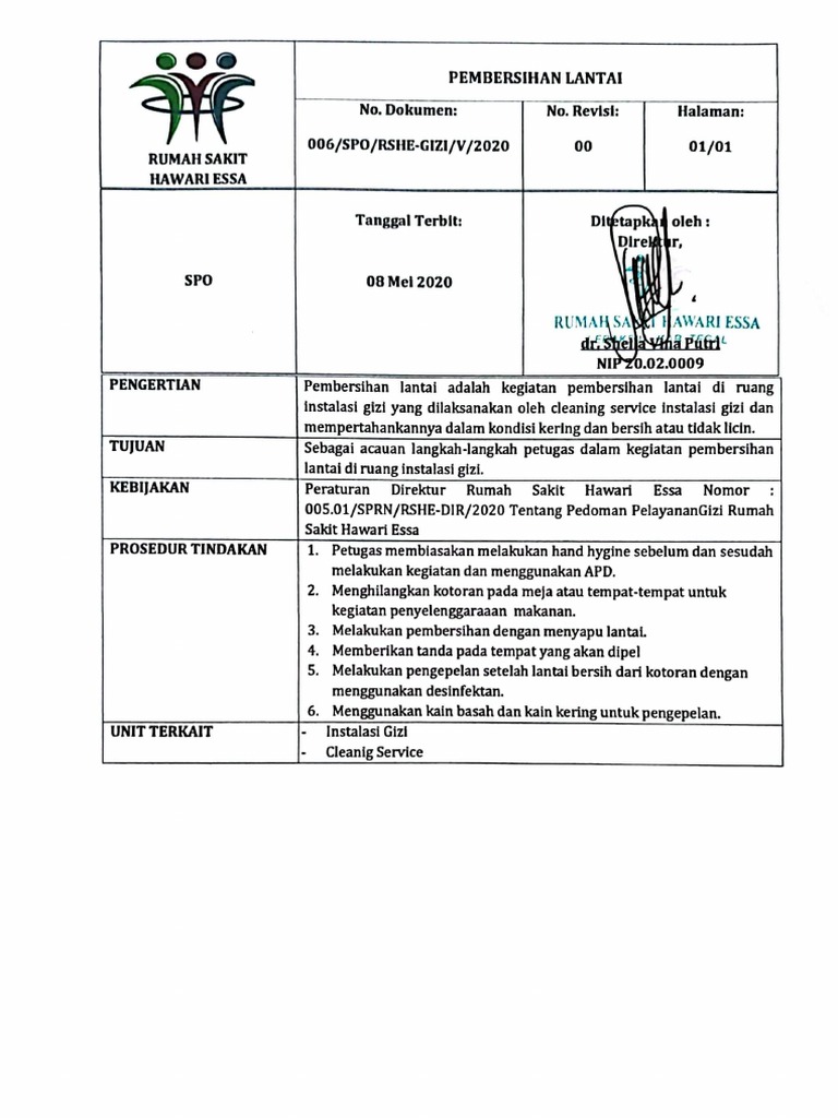 Sop Pembersihan Lantai | PDF
