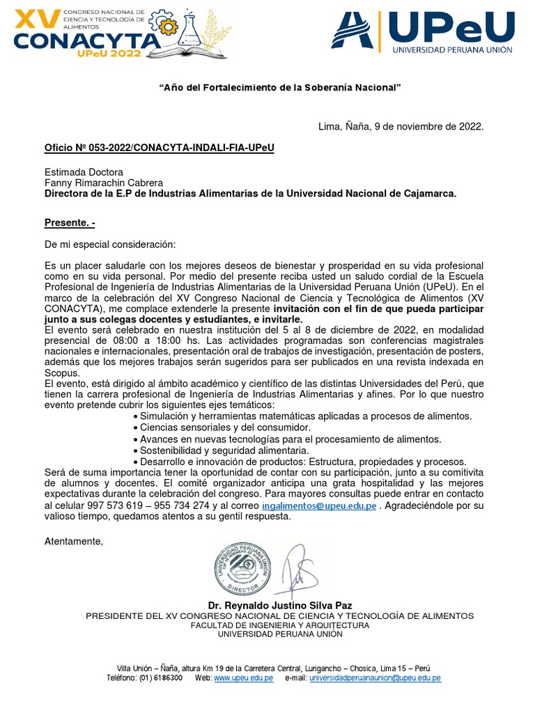 Oficio 053-Universidad Nacional de Cajamarca | PDF | Perú | Science