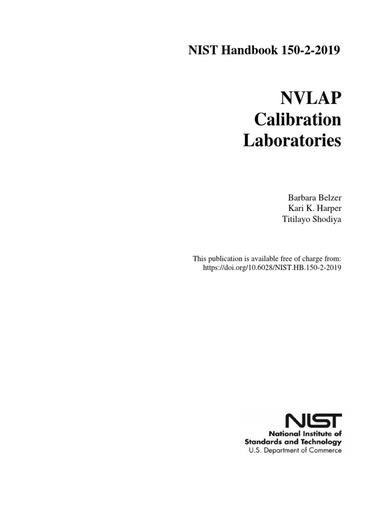 NIST Handbook 150-2: NVLAP Calibration Standards | PDF | Calibration ...