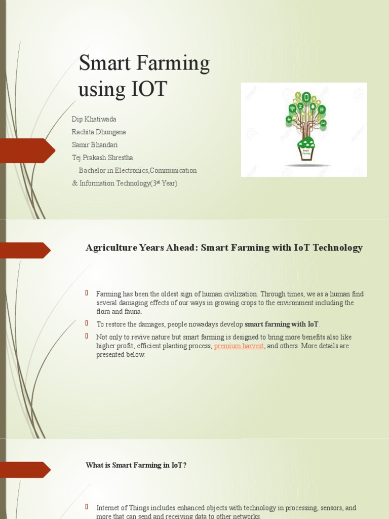 Smart Farming Presentation | PDF | Internet Of Things | Agriculture