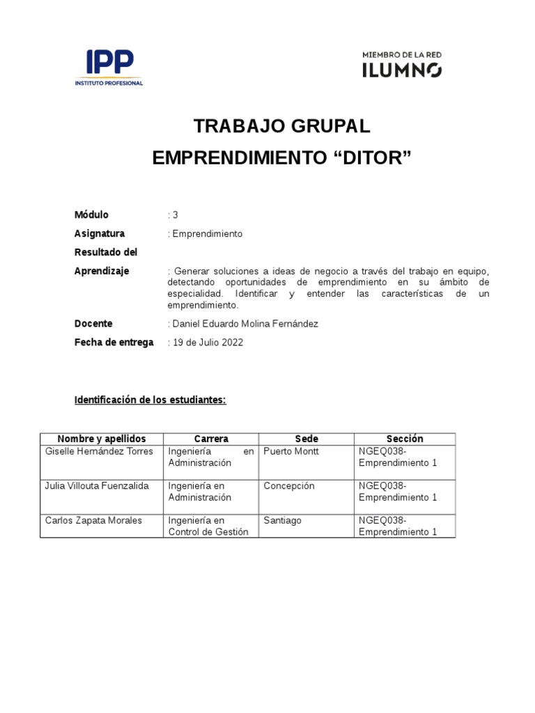 Giselle Hern Ndez TGM3 Emprendimiento V1 | PDF | Iniciativa empresarial ...