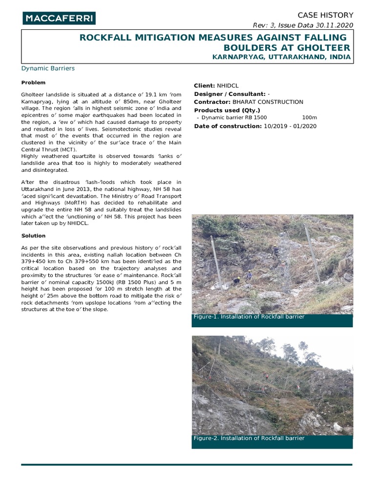 Rockfall Mitigation Measures | PDF