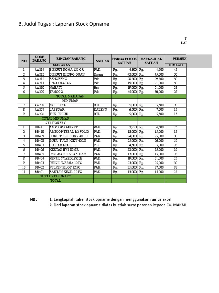 Soal Stock Opname | PDF