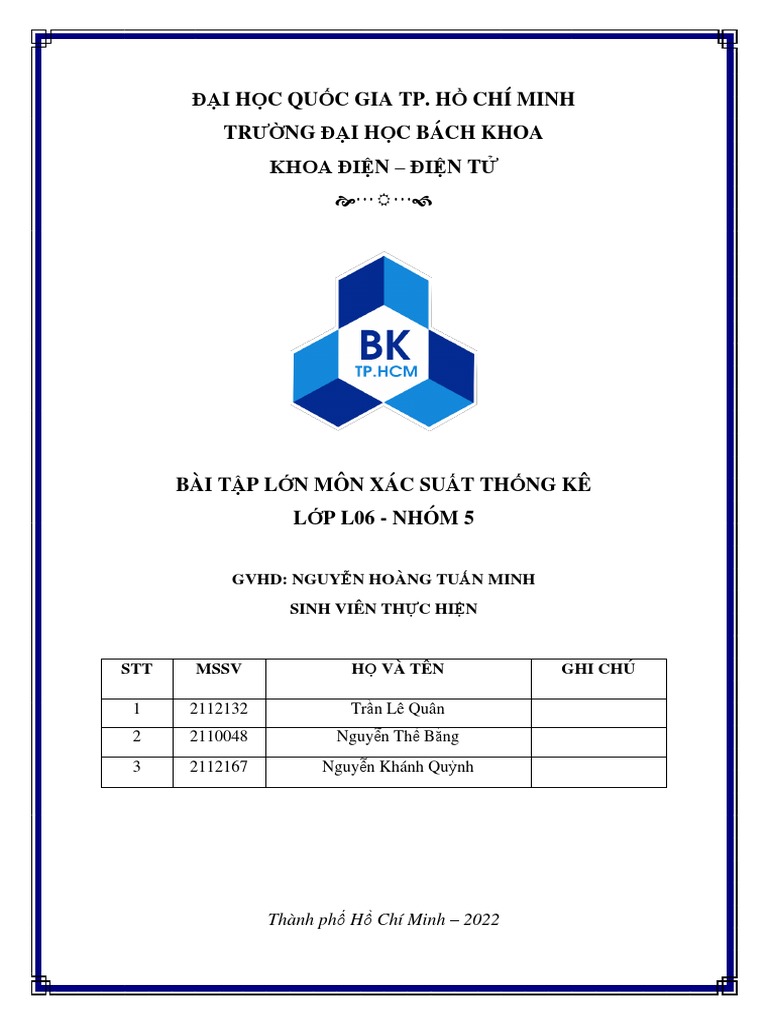 BTL XSTK Hcmut | PDF