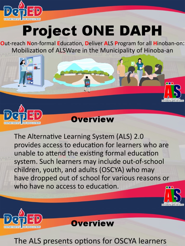 Project ONE DAPH Innovation - Alternative Learning System | PDF | Learning | Educational Technology