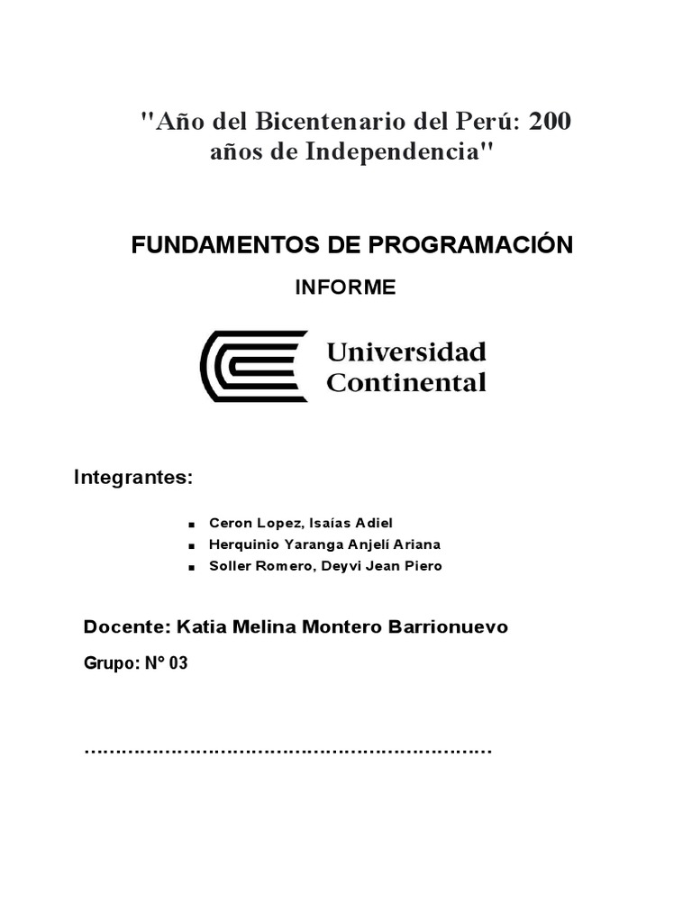 Informe de Fundamentos de Programación | PDF | C ++ | Programación de computadoras