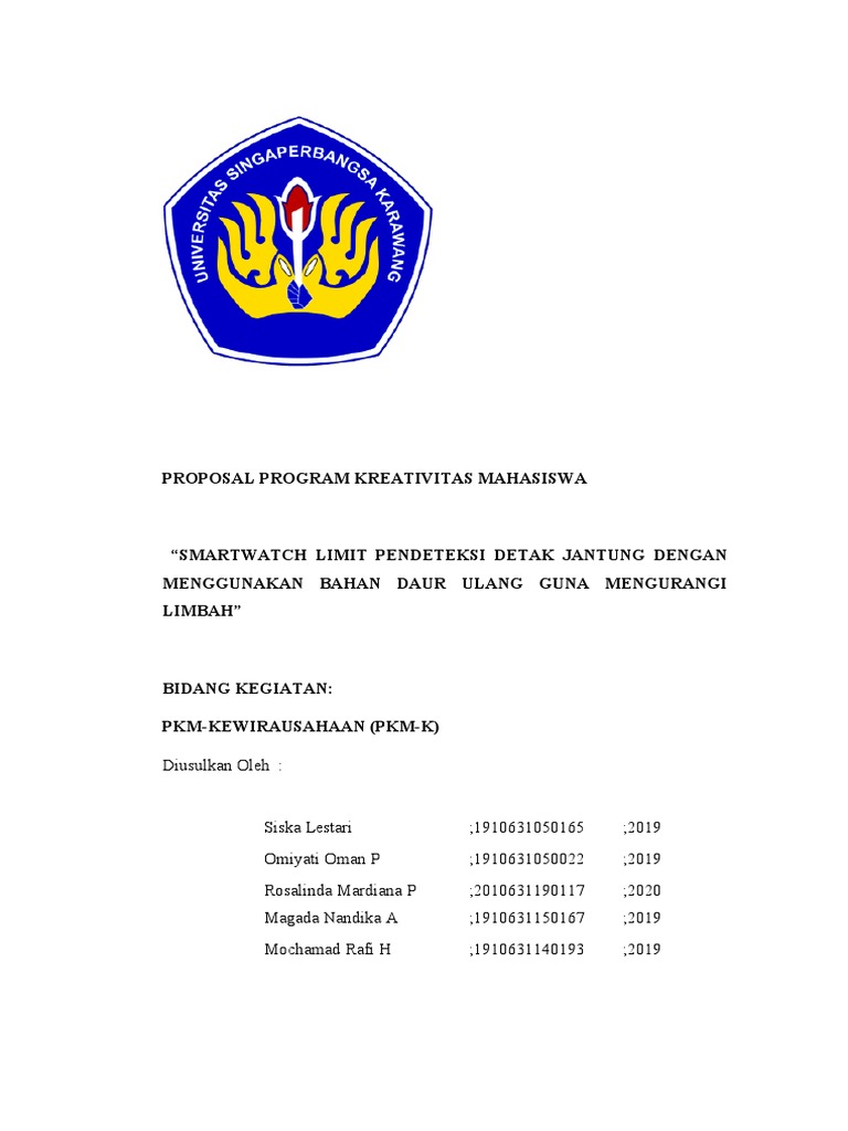 PROPOSAL PROGRAM KREATIVITAS MAHASISWA Bismillah Otw Selesai | PDF