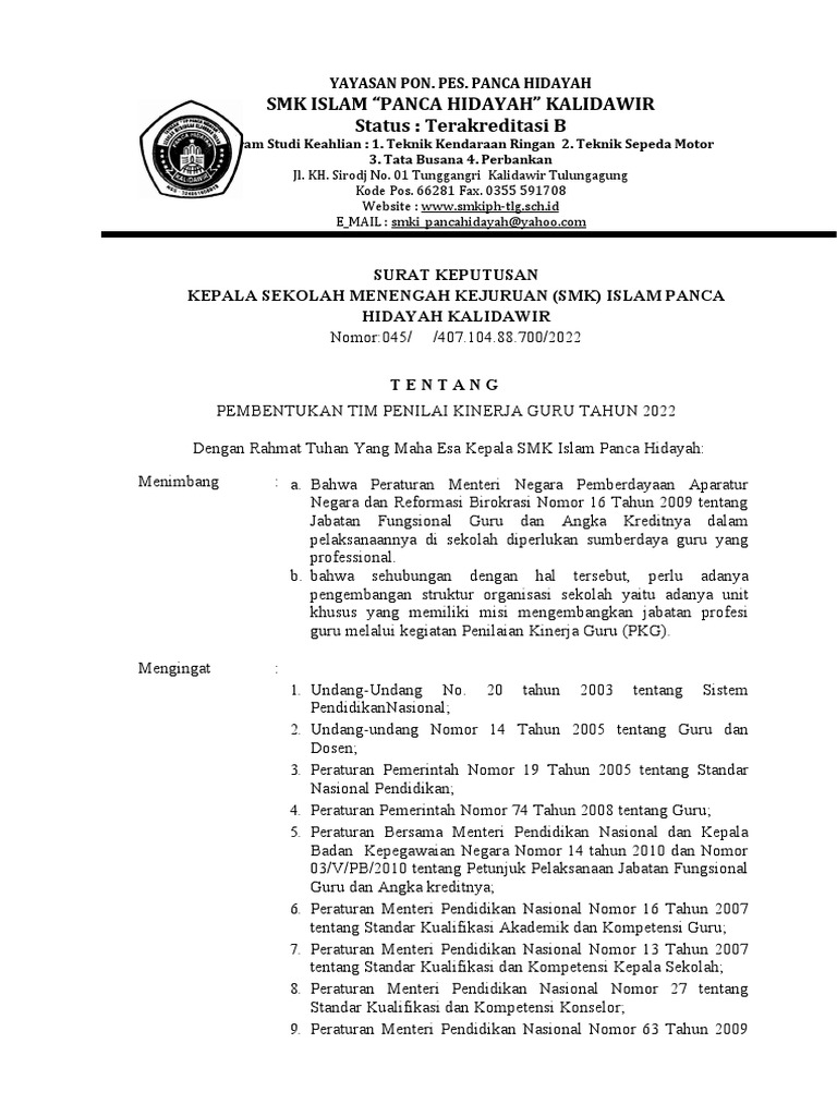 SK Tim Penilai PKG 2020 | PDF