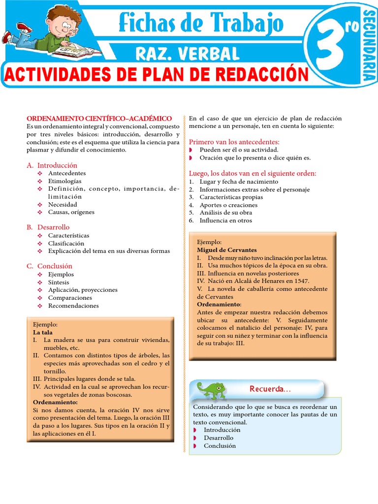 Actividades de Plan de Redaccion para Tercer Grado de Secundaria | PDF | Acordeón | Amianto