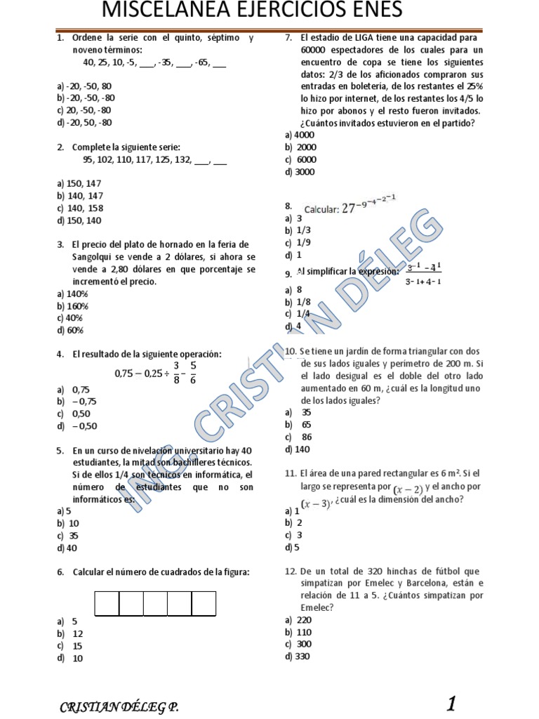 Miscelanea Ejercicios Enes Cristian Deleg 2 | PDF