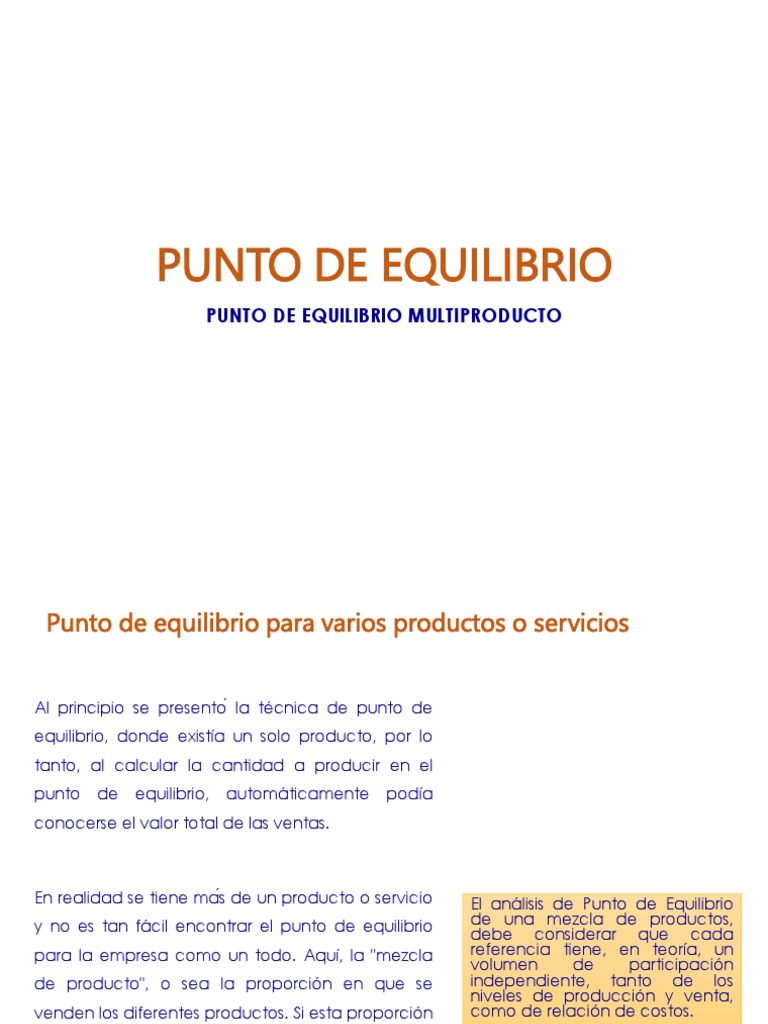 Presentación Punto de equilibrio mezcla de productos | PDF | Economias | Business