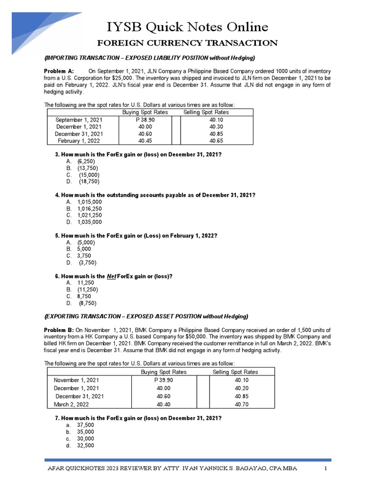 M8.1 - Part 1-ForEX Transaction | PDF | Foreign Exchange Market | Trade