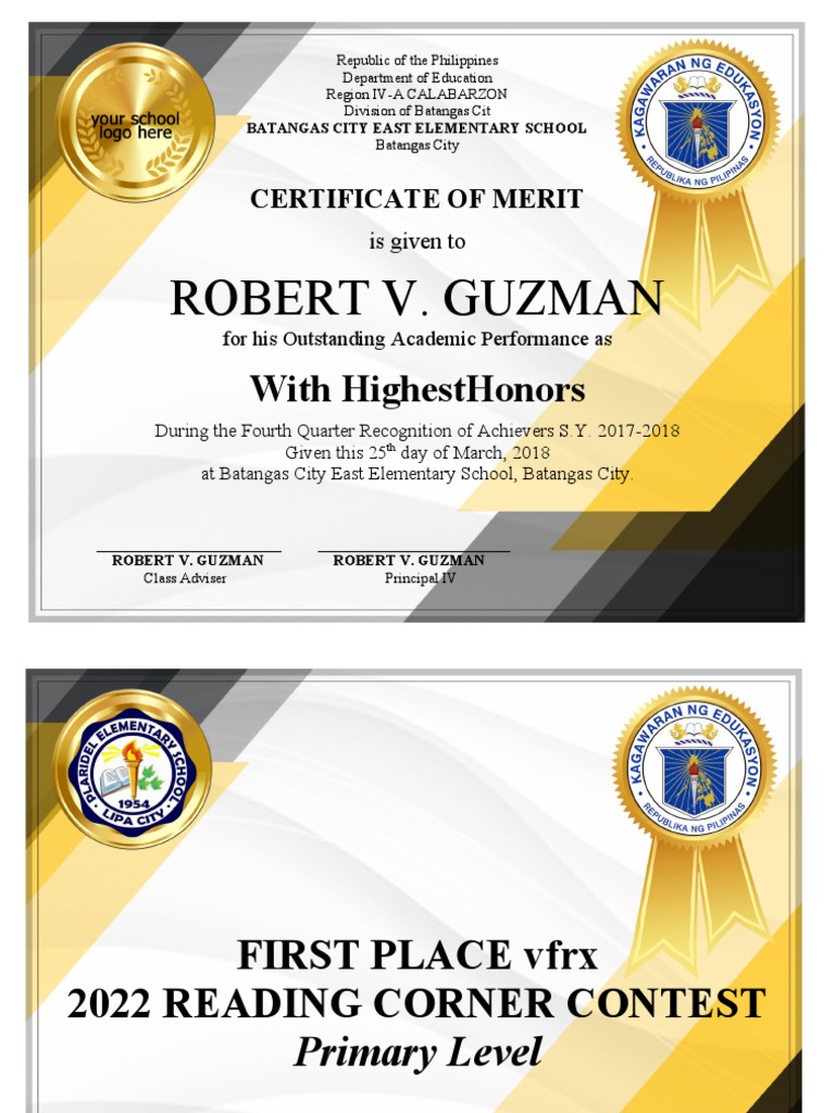 Award Certificates Templates by Sir Tristan Asisi | PDF | Philippines ...