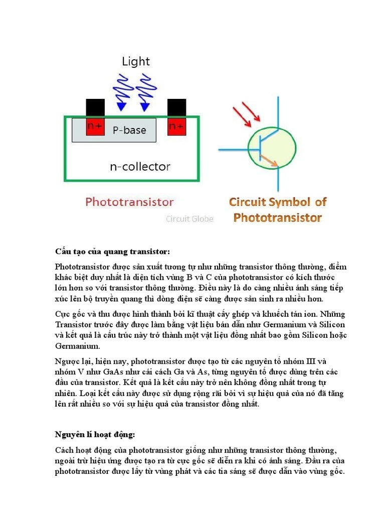 Cấu tạo của phototransistor tương tự như transitor | PDF