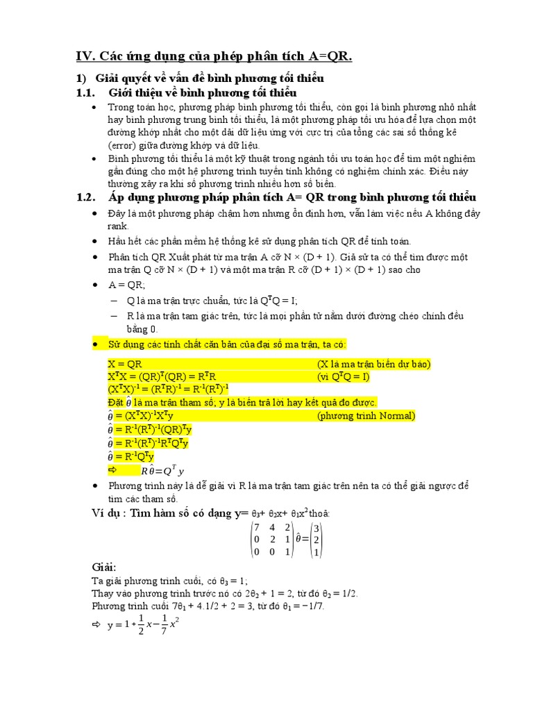 IV. Các NG D NG C A Phép Phân Tích A QR | PDF