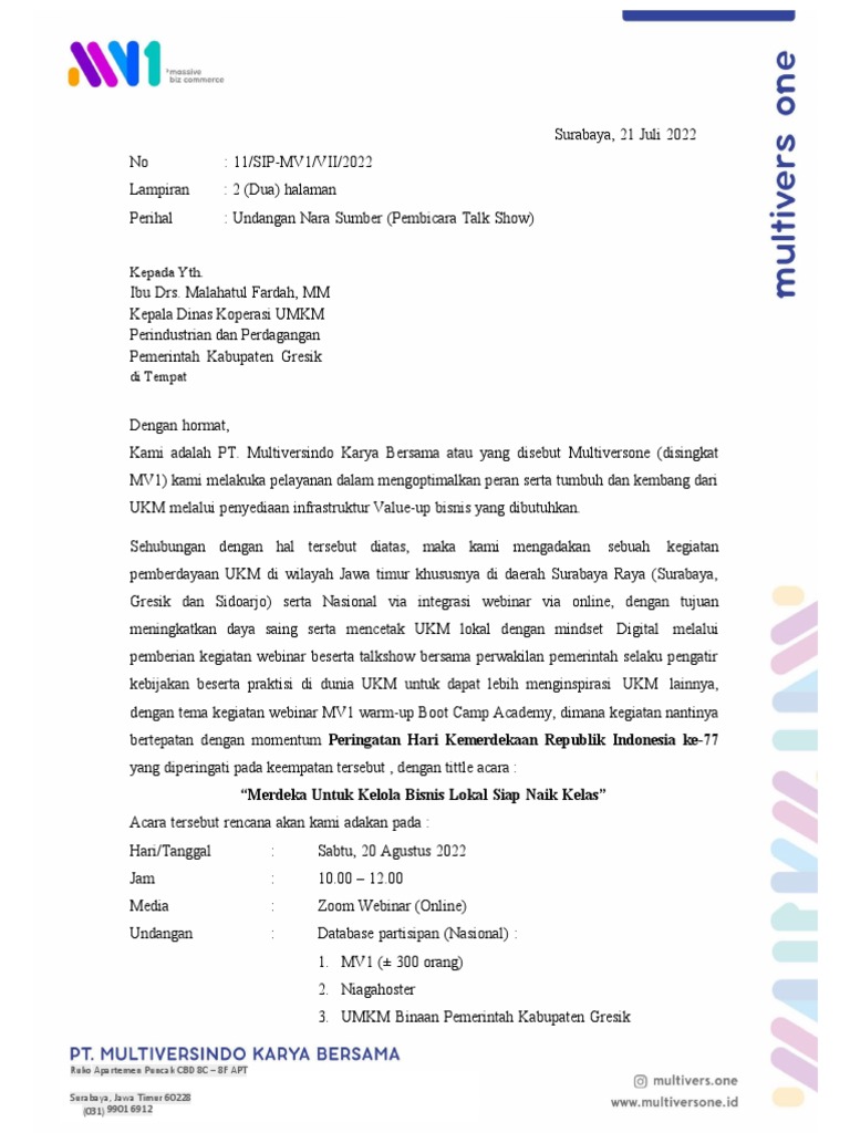 Undangan Talk Show Pemberdayaan UKM | PDF | Pengelolaan Keuangan & Uang