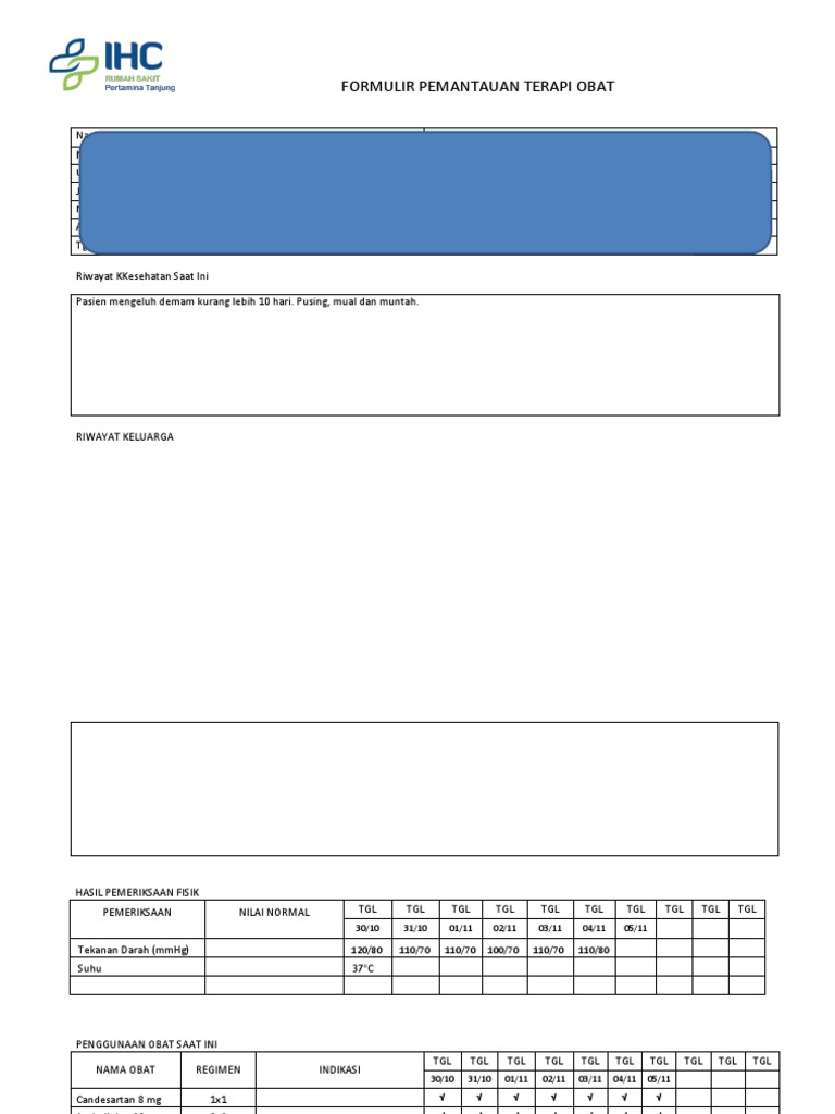 Formulir Pemantauan Terapi Obat untuk Monitoring Pasien | PDF