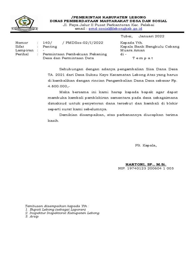 Surat REKON SILPA 2021 | PDF