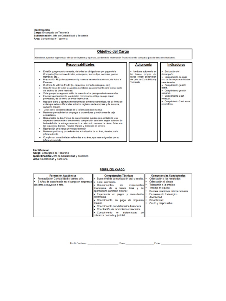 Ejemplo de Descriptor de Cargo | PDF