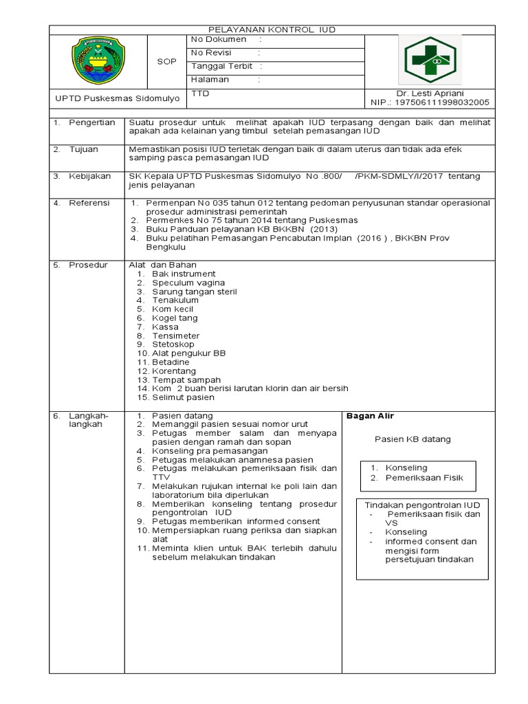 Sop Pelayanan Kontrol Iud | PDF