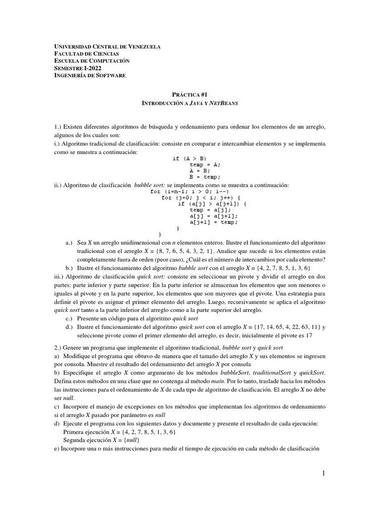 Practica 1 - Introduccion Java y NetBeans I-2022 - v1 | PDF ... Practica 1 - Introduccion Java y NetBeans I-2022 - v1 | PDF ...