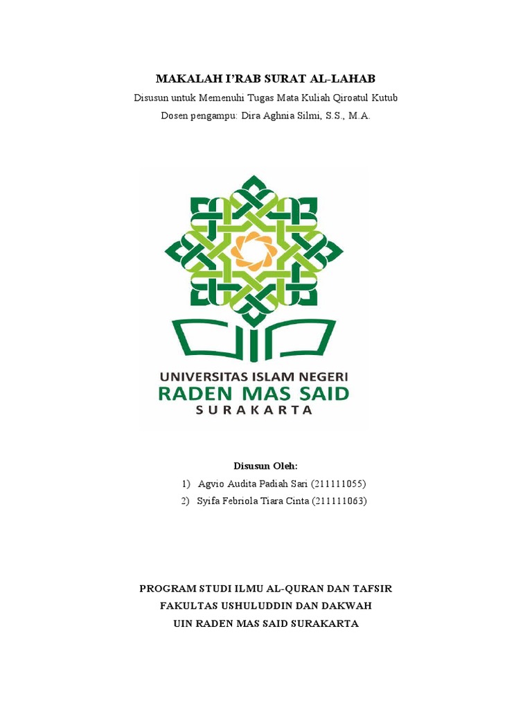 Makalah I'Rab Surat Al-Lahab | PDF