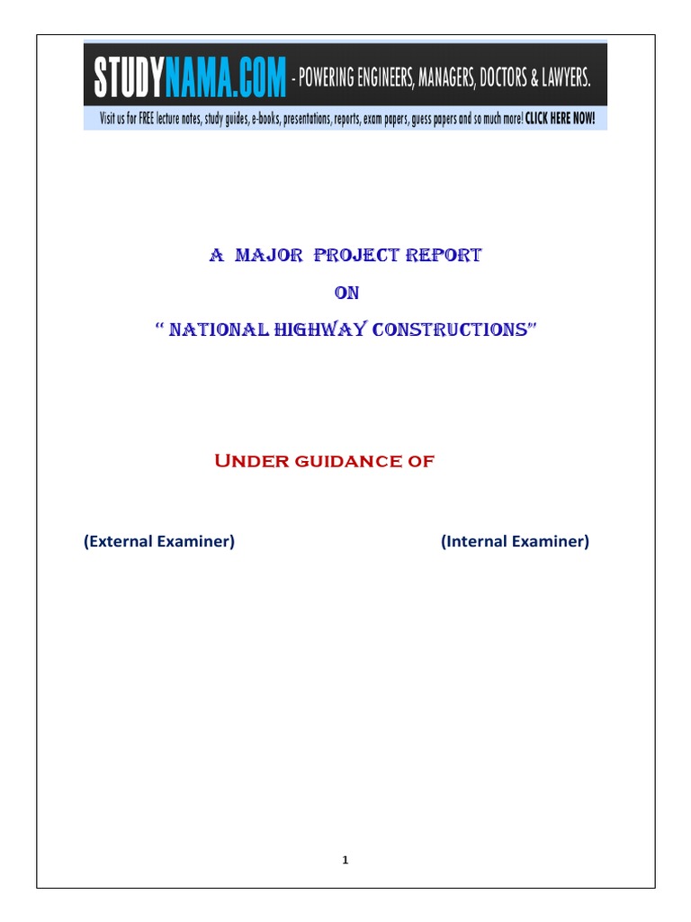 Btech Civil Engineering Project On National Highway Constructions | PDF ...