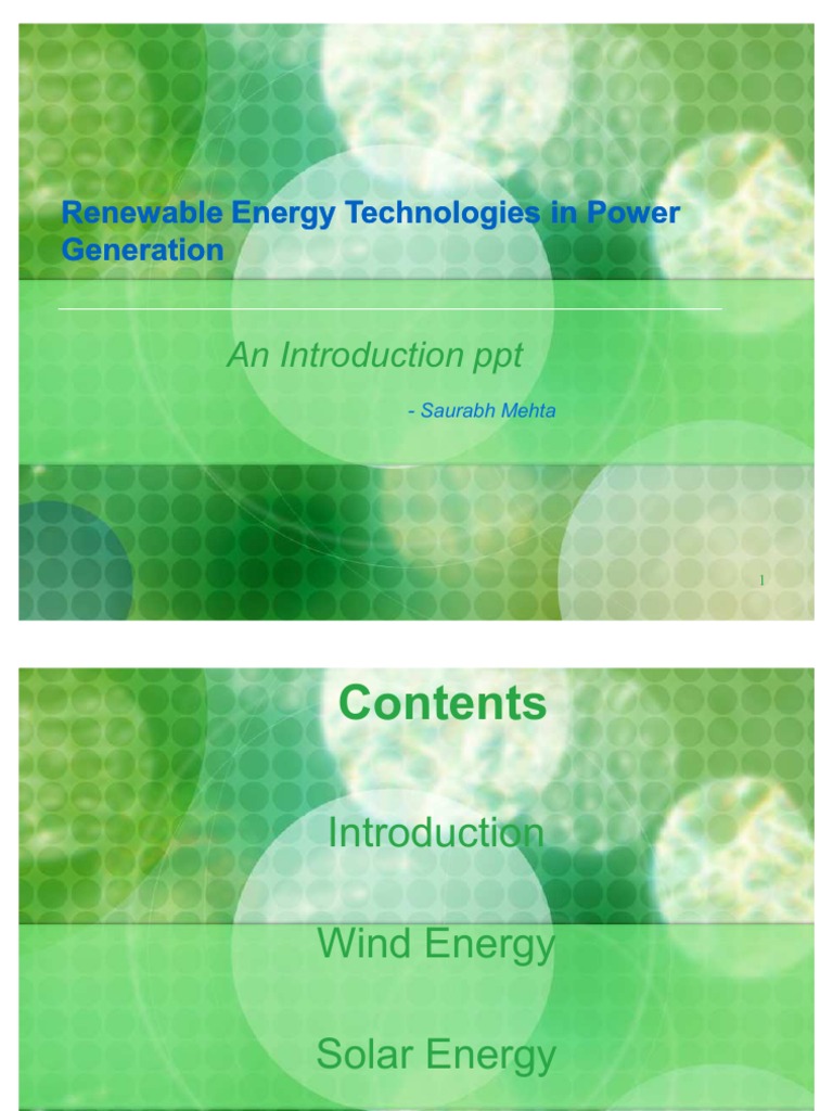Introduction to Renewable Energy | PDF | Business | Technology ...