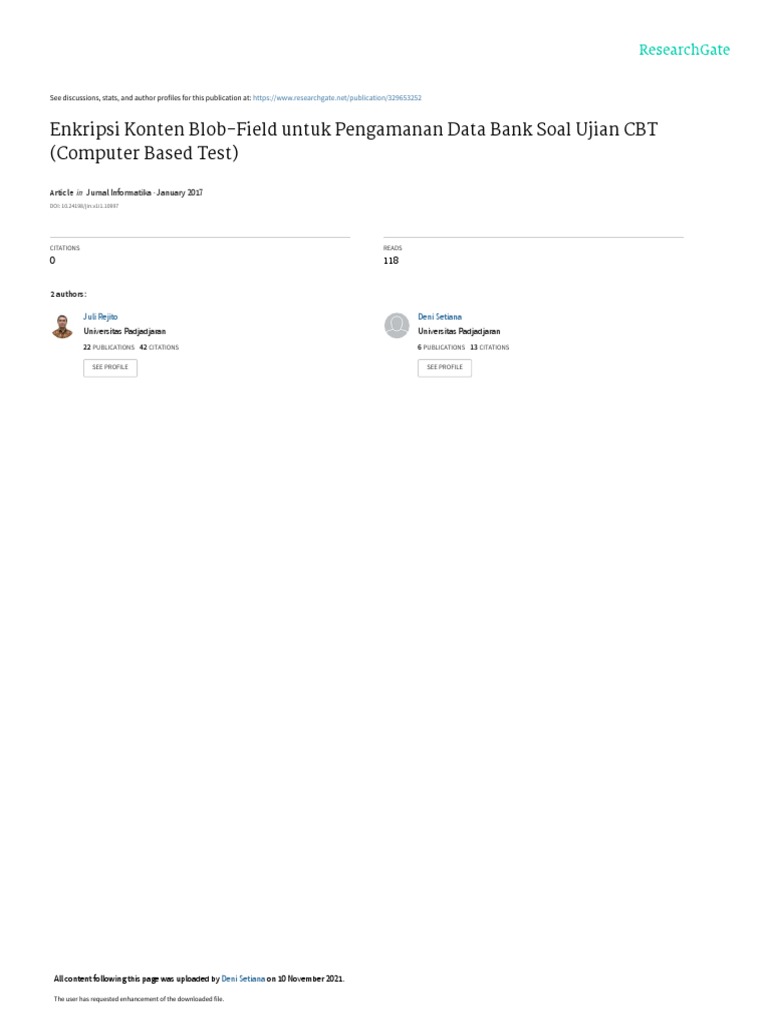 Enkripsi Konten Blob-Field Untuk Pengamanan Data B | PDF | Encryption | Cyberspace