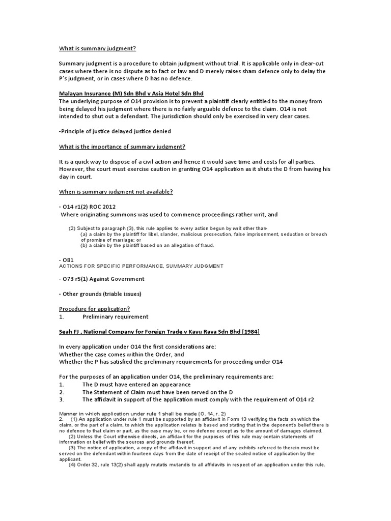 Summary Judgment | PDF | Summary Judgment | Judgment (Law)