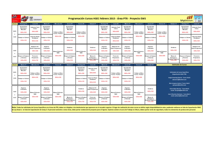 Programa Cursos HSEC - EWS Área PTR Febrero 2015 | PDF