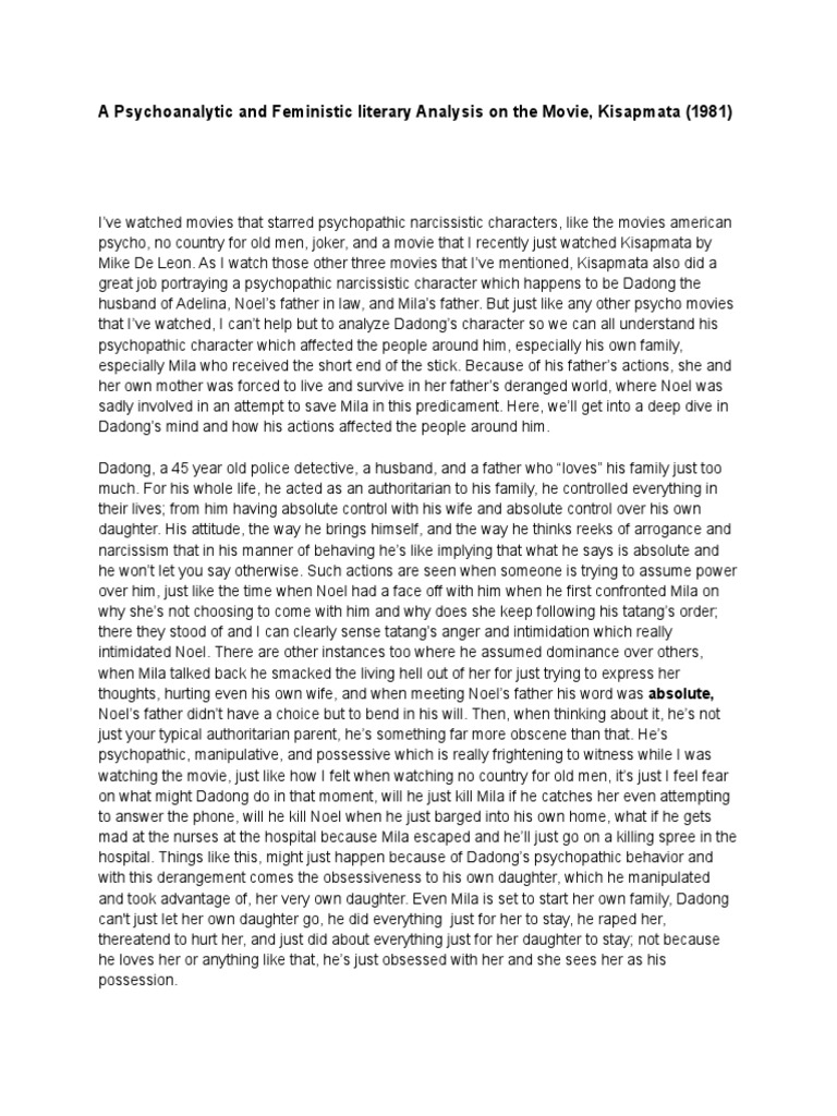 A Psychoanalytic and Feministic Literary Analysis On The Movie ...
