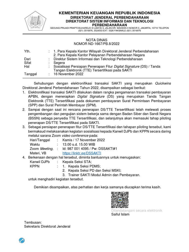 Sosialisasi Persiapan Penerapan Fitur Digital Signature (DS) - Tanda Tangan Elektronik (TTE ...