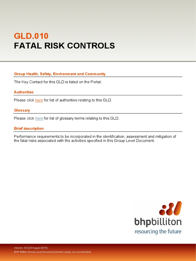BHP Fatal Risk Control Standards | PDF | Dangerous Goods | Traffic