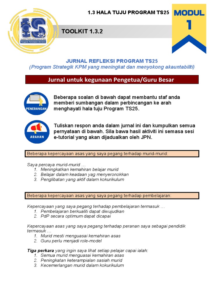 Toolkit 1.3.2 Jurnal Refleksi Program Ts25 | PDF