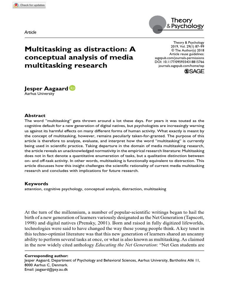 Multitasking As Distraction: A Conceptual Analysis of Media ...