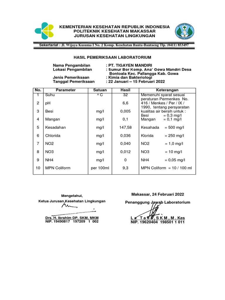 Hasil Pemeriksaan Laboratorium | PDF