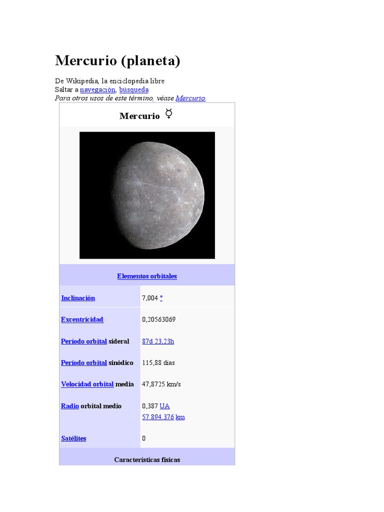 Una mirada detallada al planeta Mercurio: sus características físicas, geológicas y orbitales ...