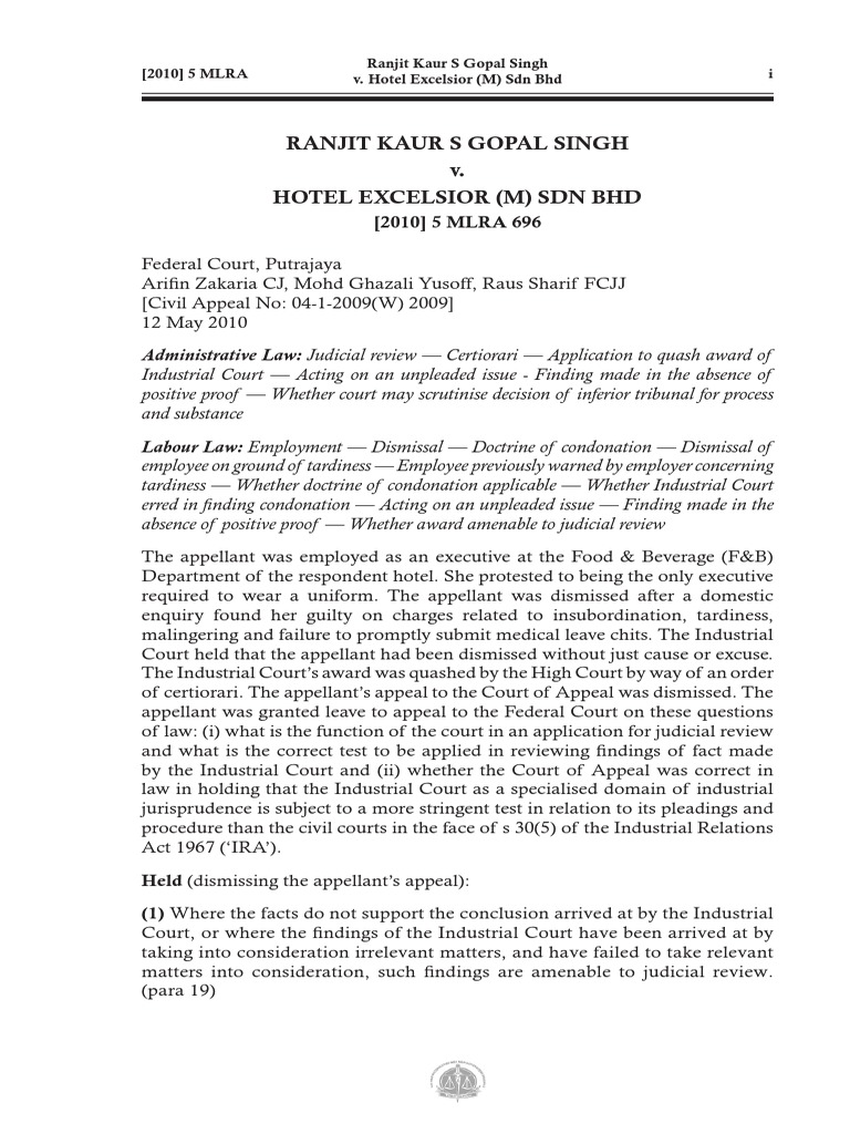Ranjit Kaur S Gopal Singh V Hotel Excelsior | Download Free PDF | Appeal | Lawsuit