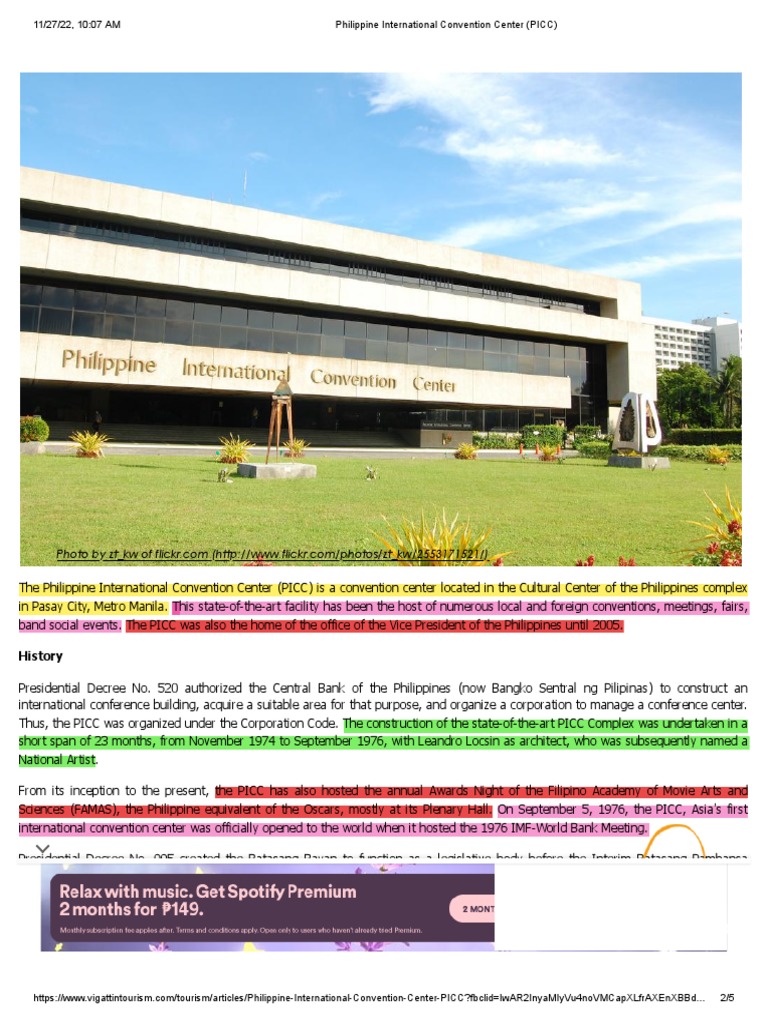 Philippine International Convention Center Overview | PDF