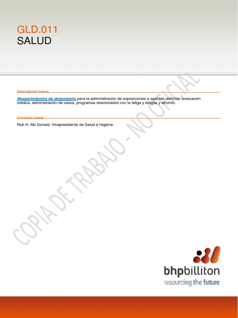 GLD 011 Health TRAD | PDF | Higiene Ocupacional | Sustancias químicas