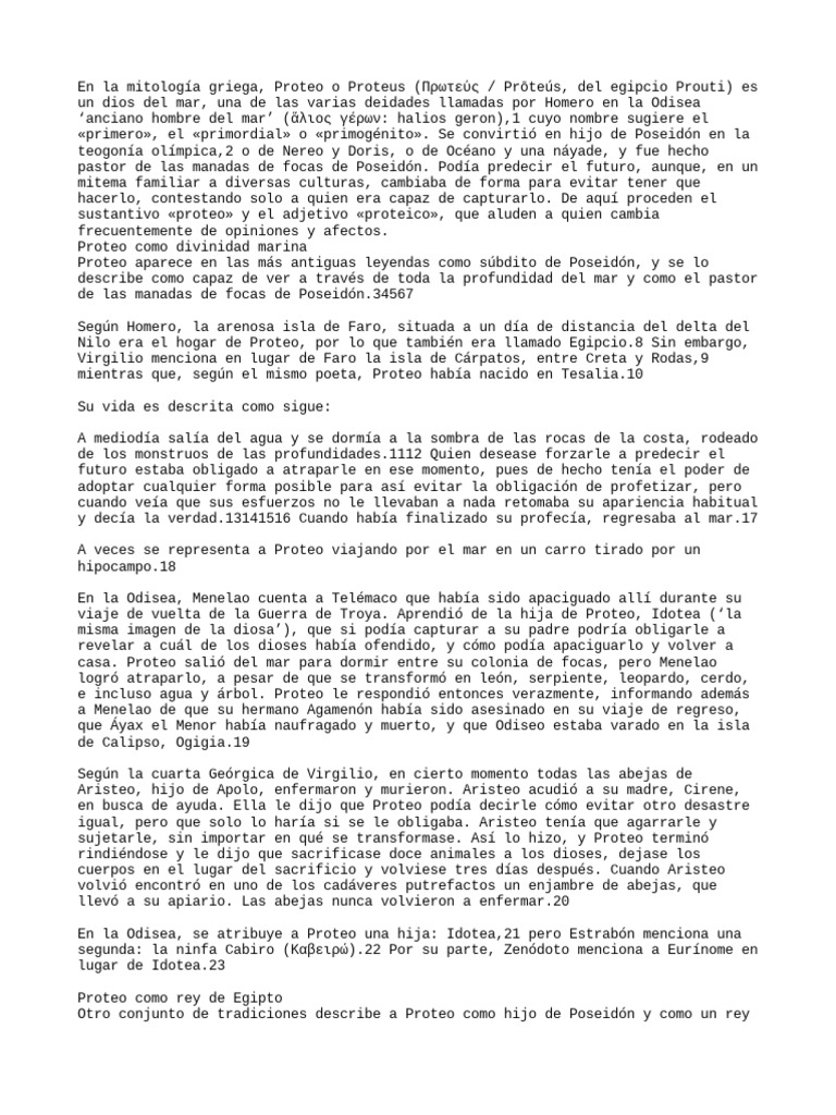 Proteo | PDF | Religión Griega Antigua | Mitología griega