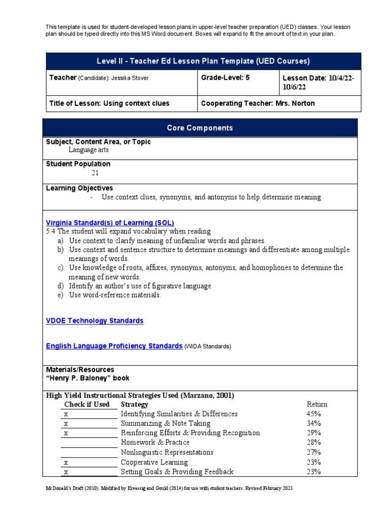 Using Context Clues Lesson Plan | Download Free PDF | Lesson Plan | Cognition
