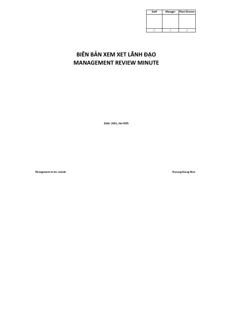 Management Review Minutes 2021 | PDF | Audit | Internal Audit