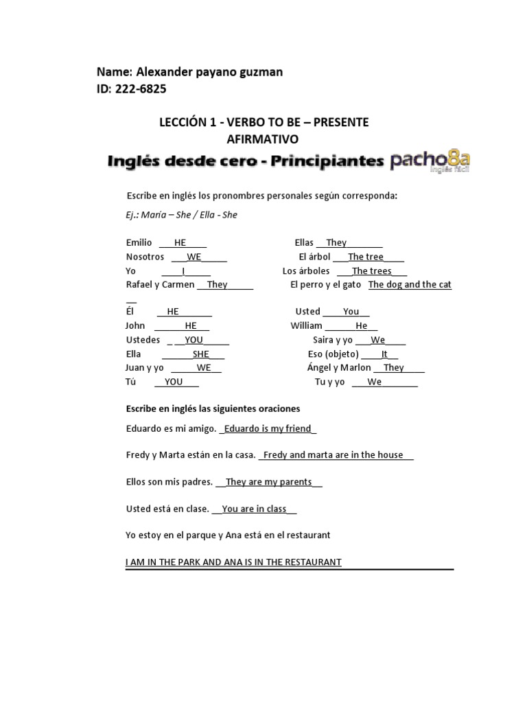 Lession 1 de Ingles. | PDF