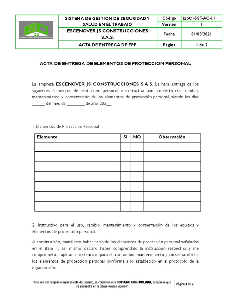 Acta Entrega Epp | PDF | Informática